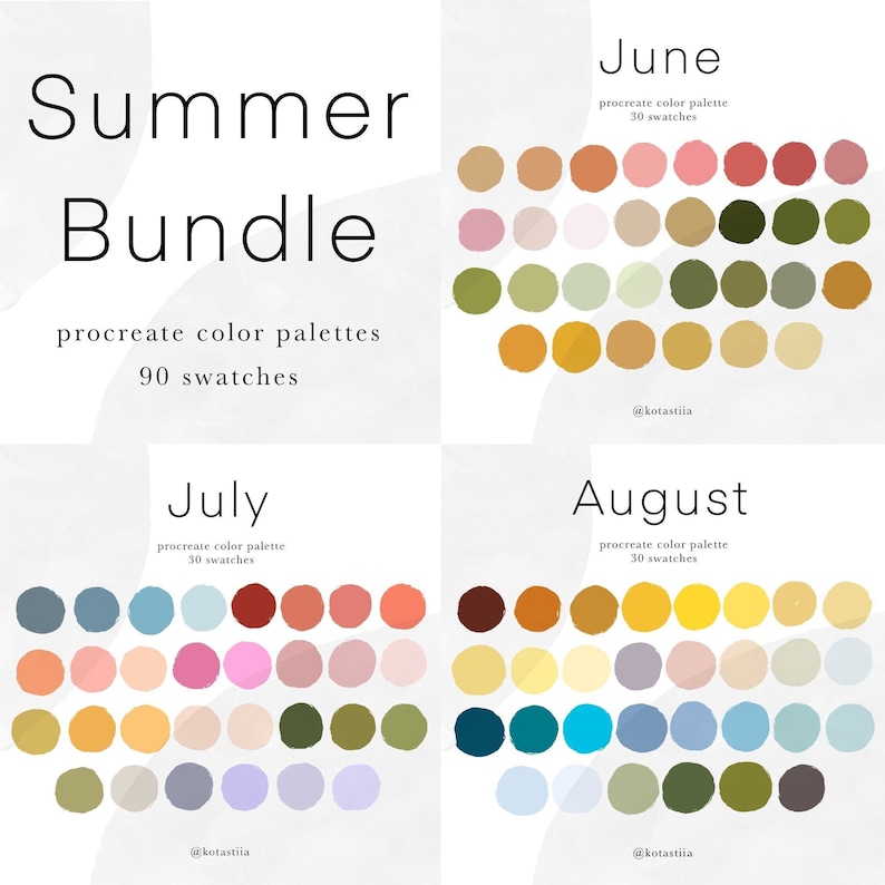 Summer Color Palette Bundle 3 Digital Color Palettes for - Etsy