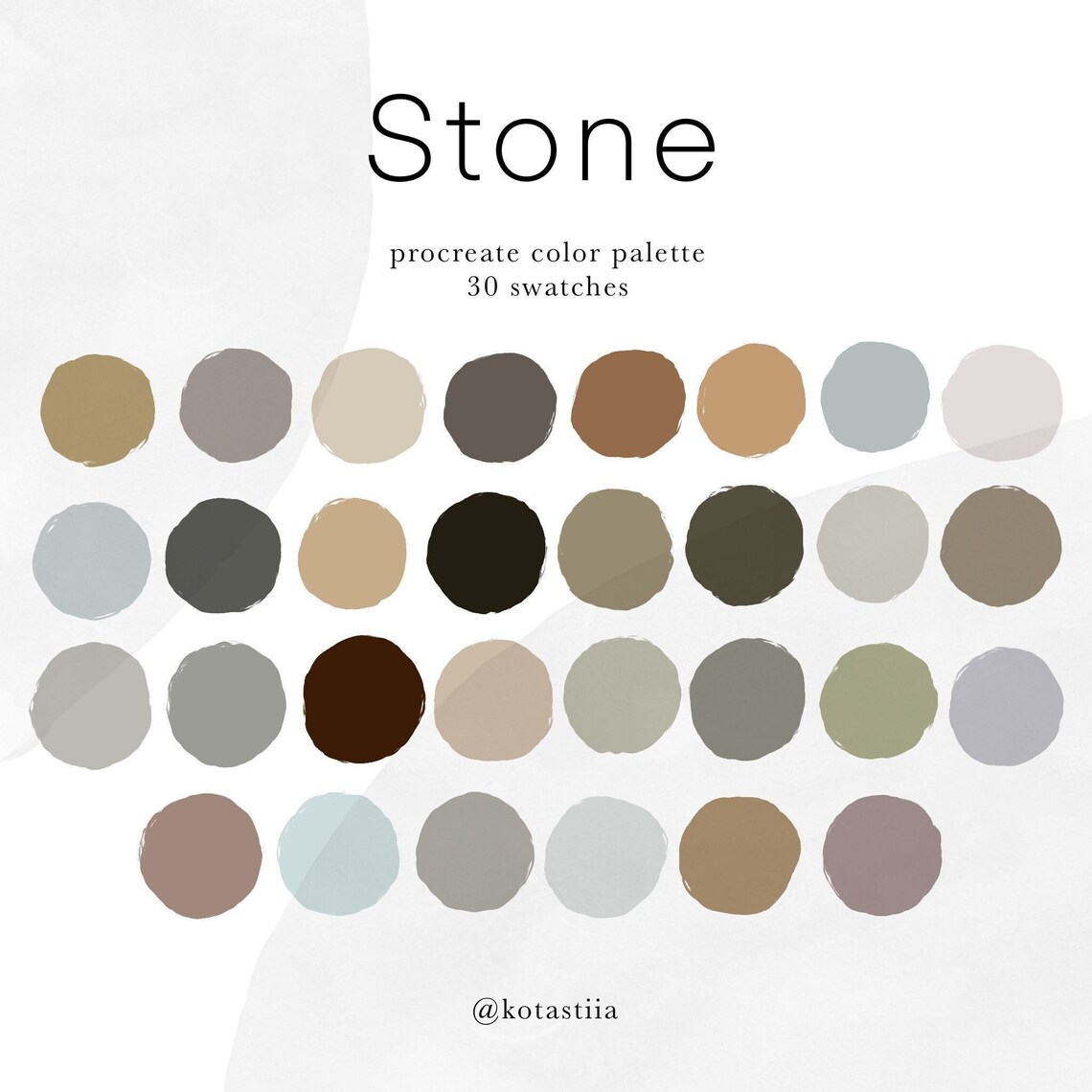 Stone Color Palette for Procreate, 30 Handpicked Color Swatches, Grey ...