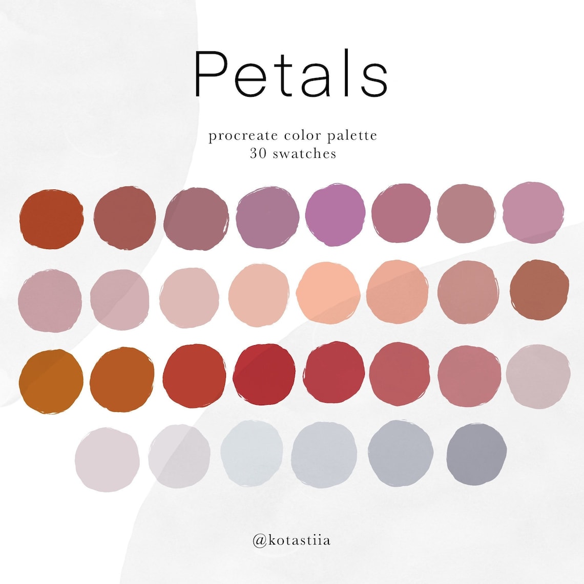 Petals, Digital Color Palette for Procreate, 30 Handpicked Color ...