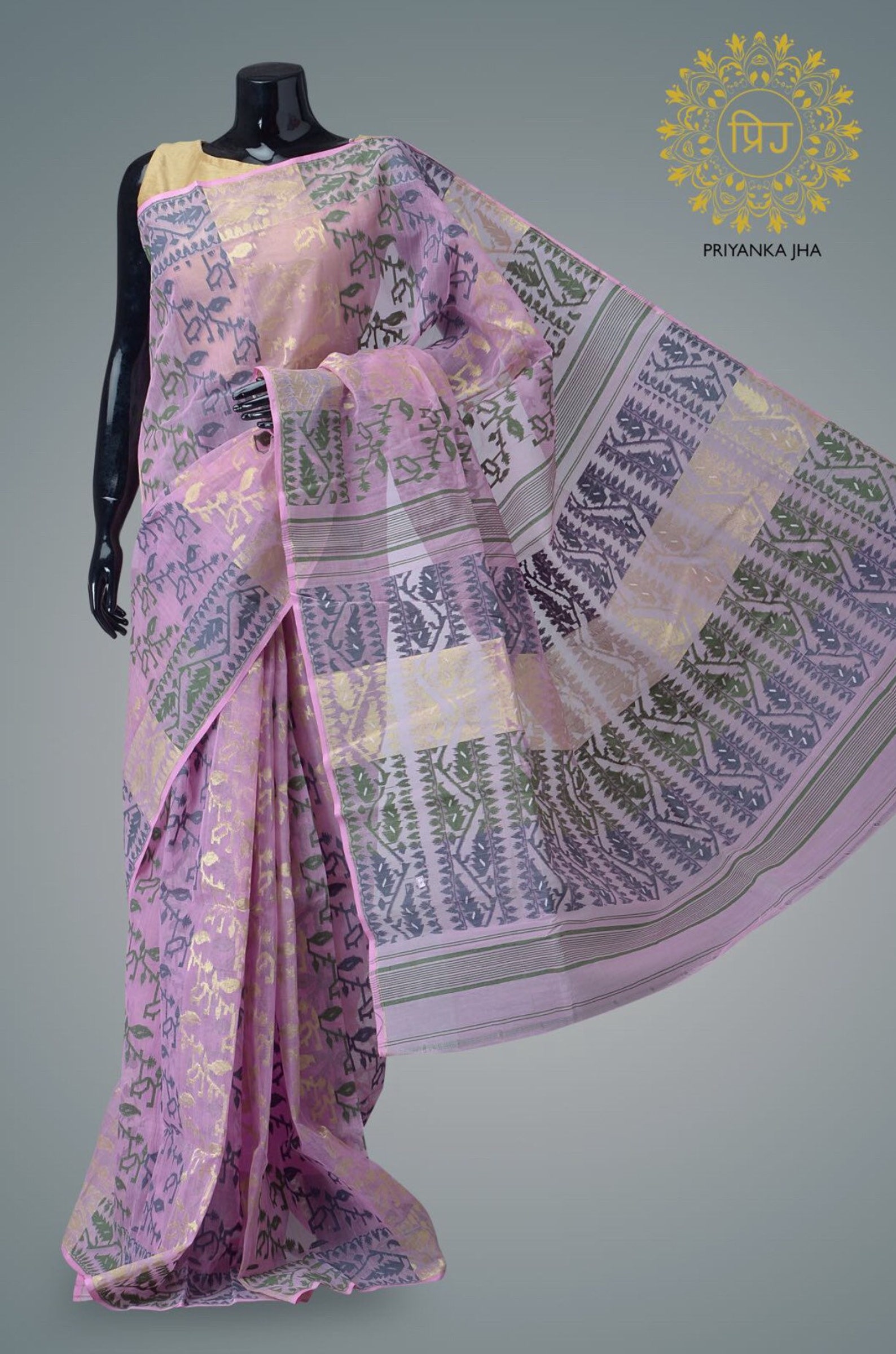 Dhakai Jamdani Muslin Saree - Etsy