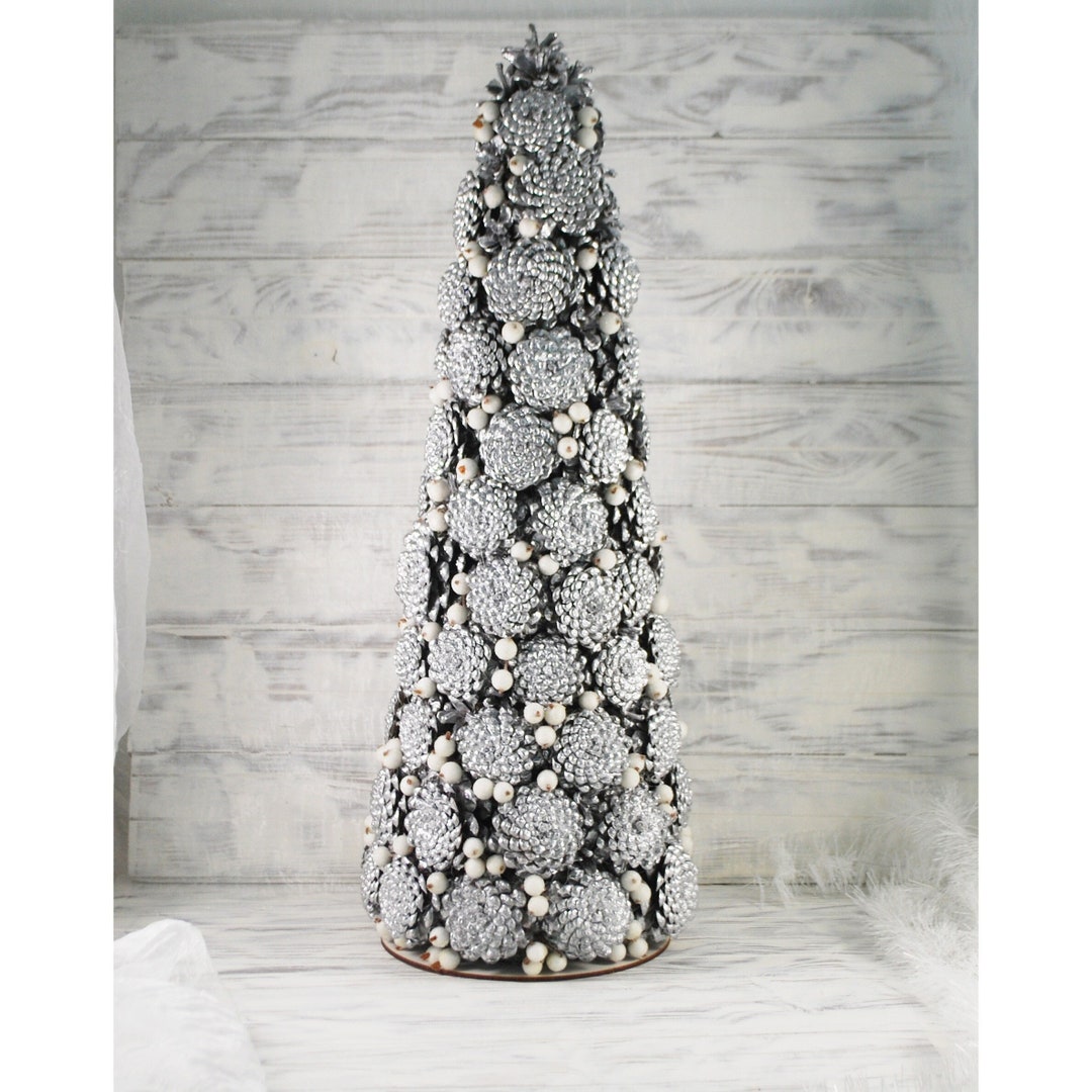 Christmas Tree Made of Cones, Christmas Decorations, Silver Christmas ...