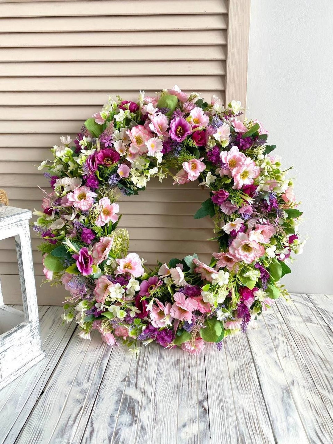 Summer Wreath for Front Door, Wildflower Wreath, Colorful Wreath ...