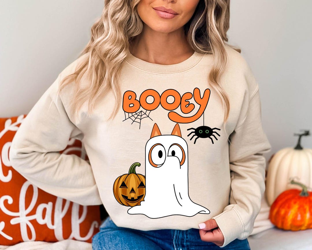 Vintage Bluey Halloween Shirt, Retro Booey Spooky Season Sweatshirt ...