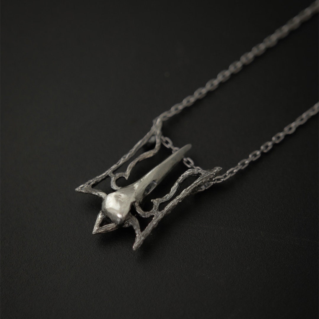 Silver Forest Trident With Raven Skull, Statement Trident Necklaces - Etsy