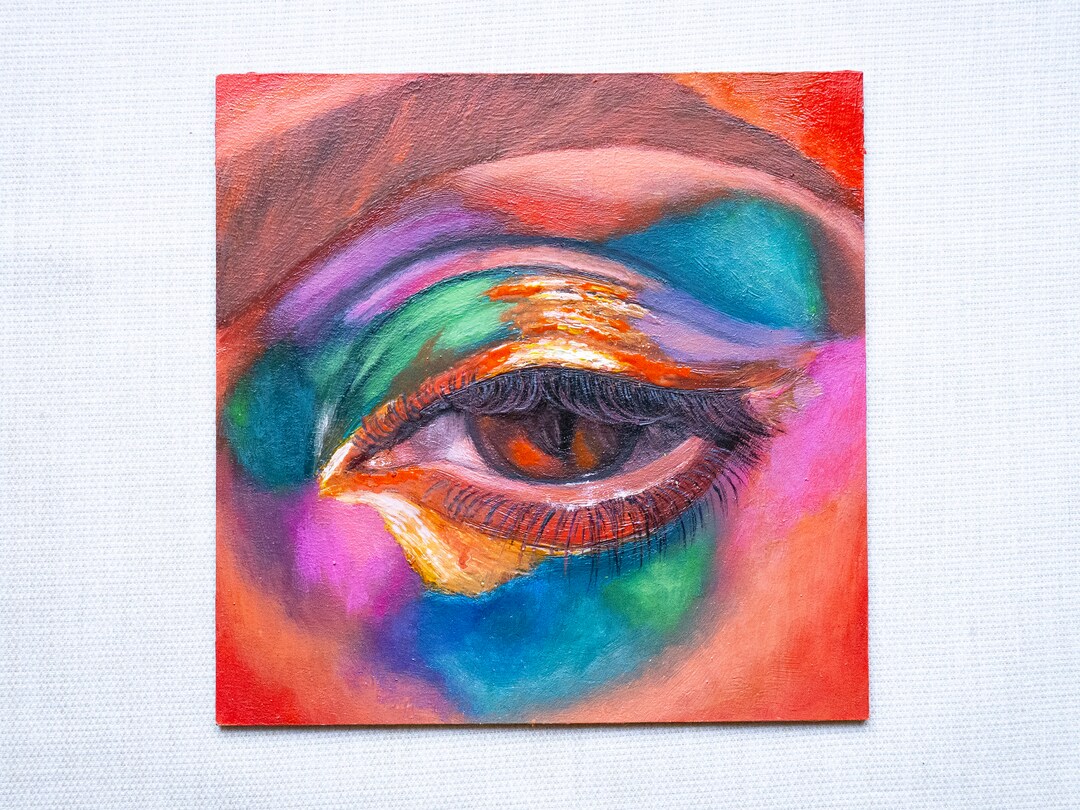 Woman Eye Original Oil Painting Eye With Multicolored Makeup Female ...