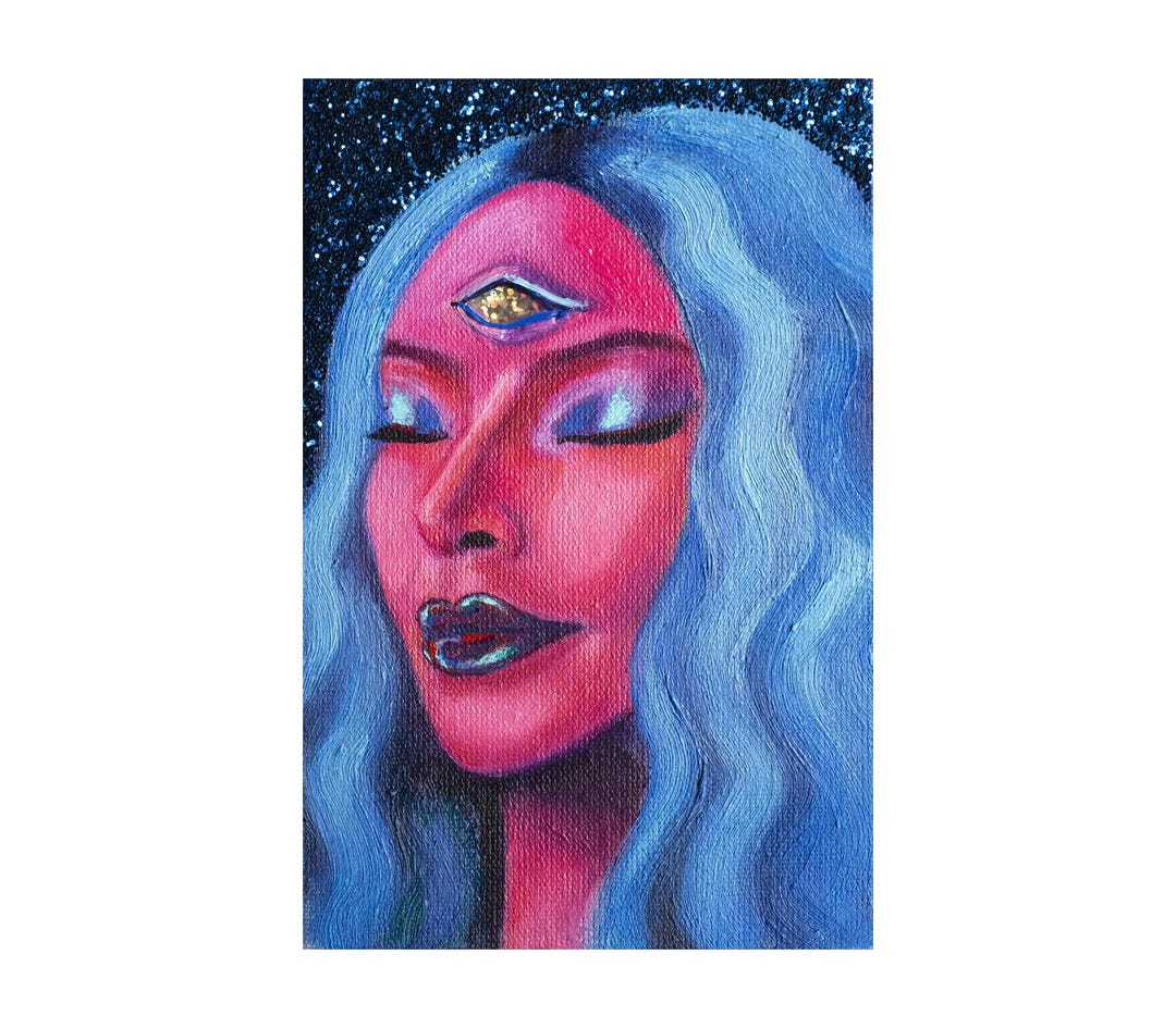 The Third Eye Original Oil Painting Witch Portrait ACEO Woman With ...