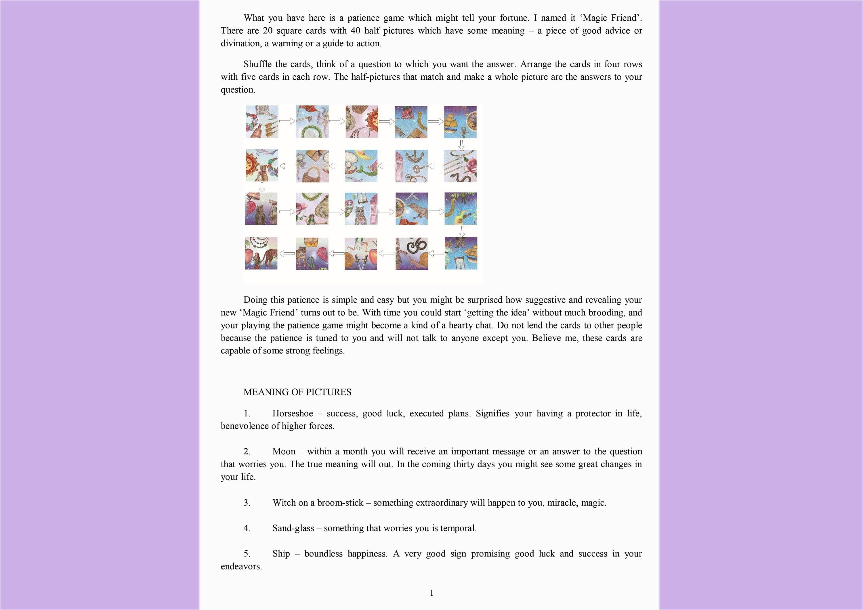Printable Patience Game | Printable Oracle Cards | Ukrainian Fortune ...