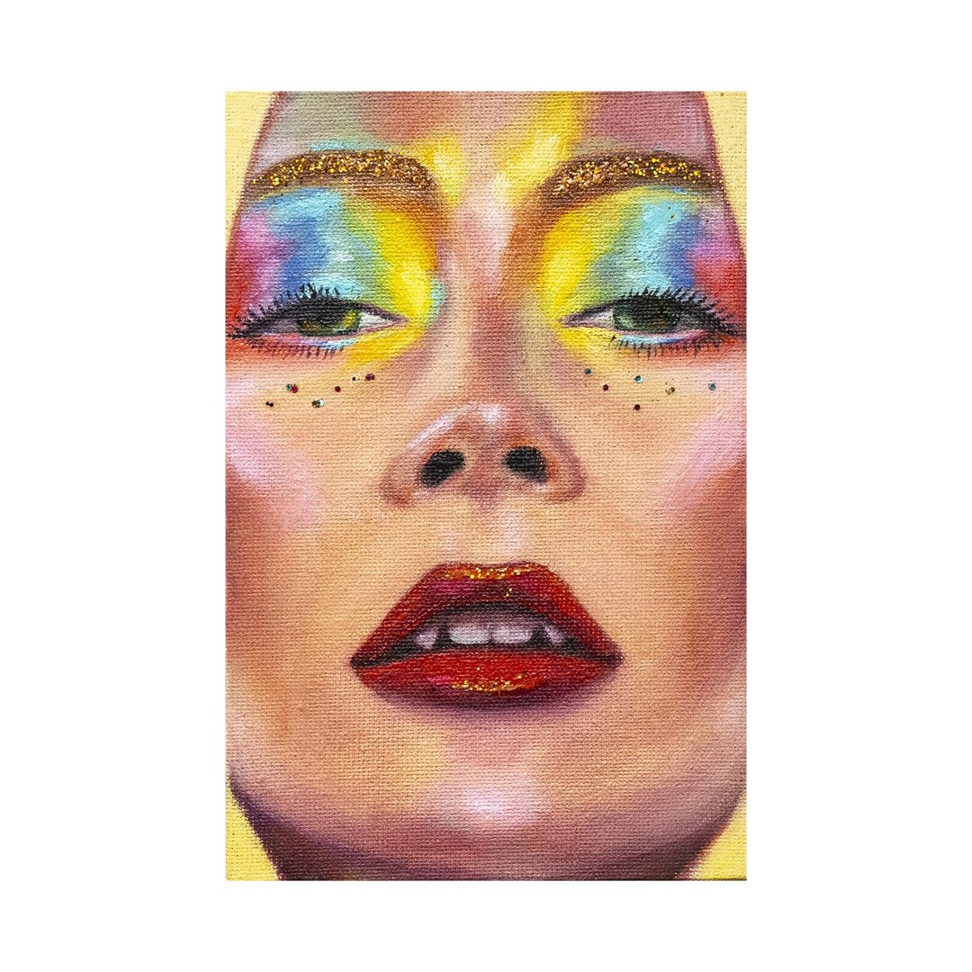 Vampire Woman Original Oil Painting Blond Gothic Vampiress ACEO 4'x6 ...