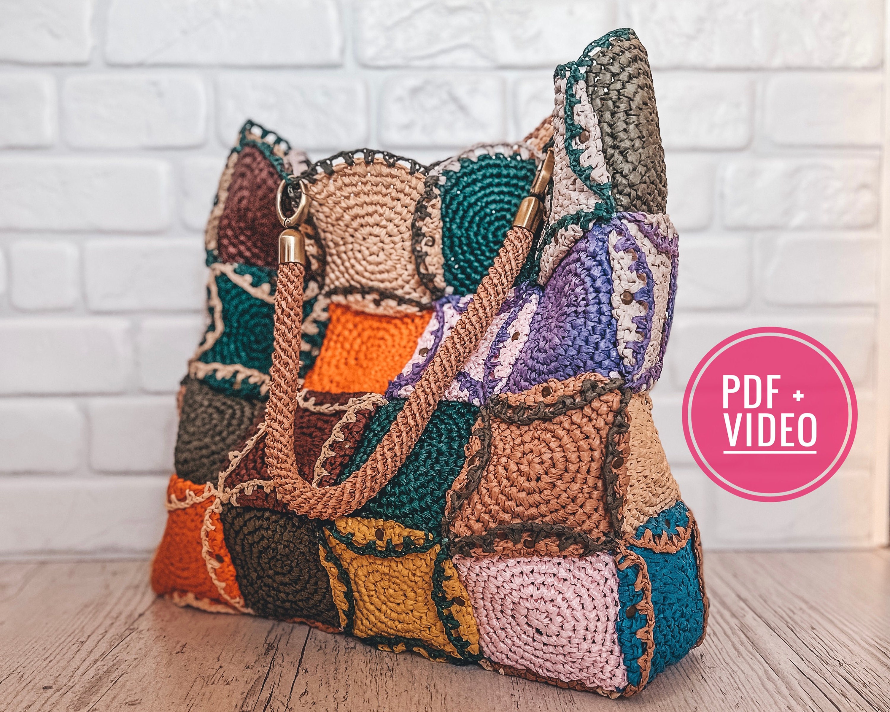 Crochet Pattern Big Bag With Raffia PDF Digital Instant - Etsy
