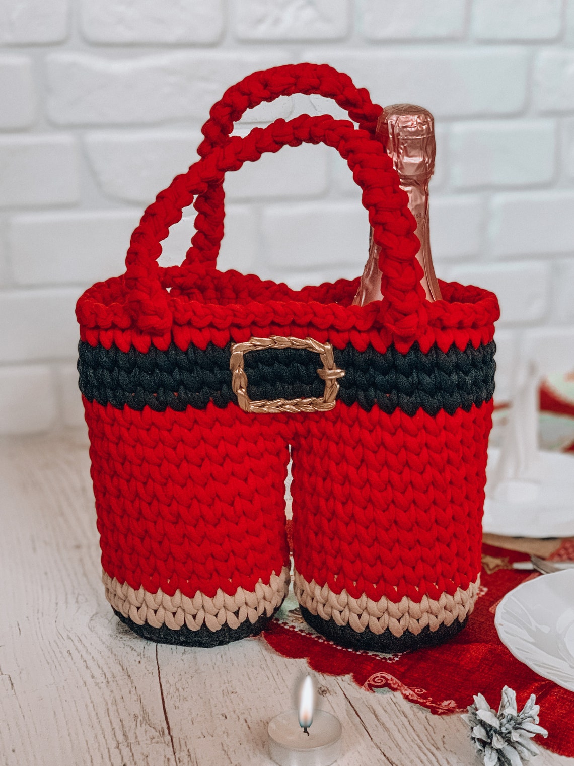 Crochet Santas pants basket PDF pattern digital instant | Etsy
