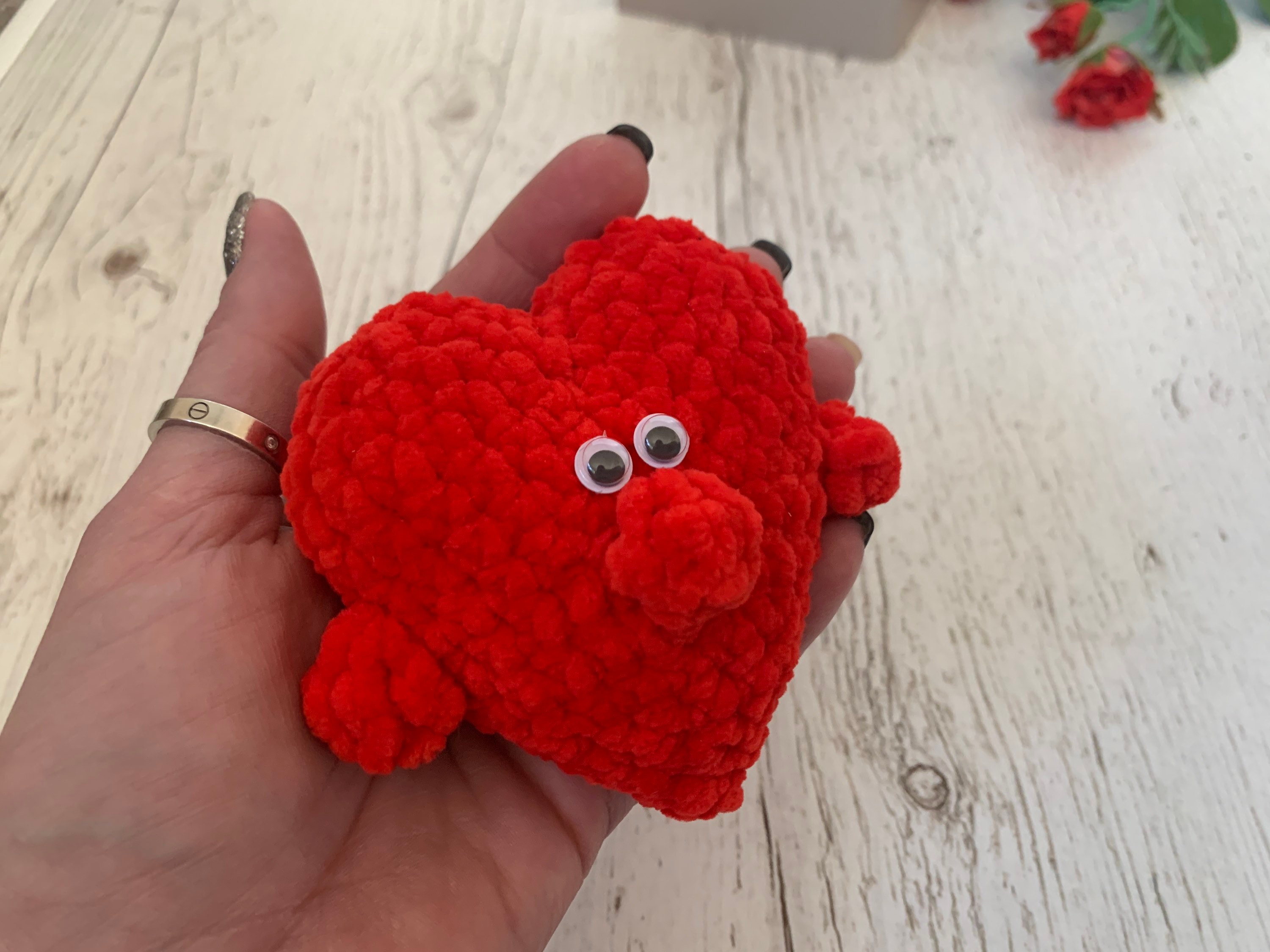 Crochet Red Plush Heart in Mask Personalised Gift Small - Etsy