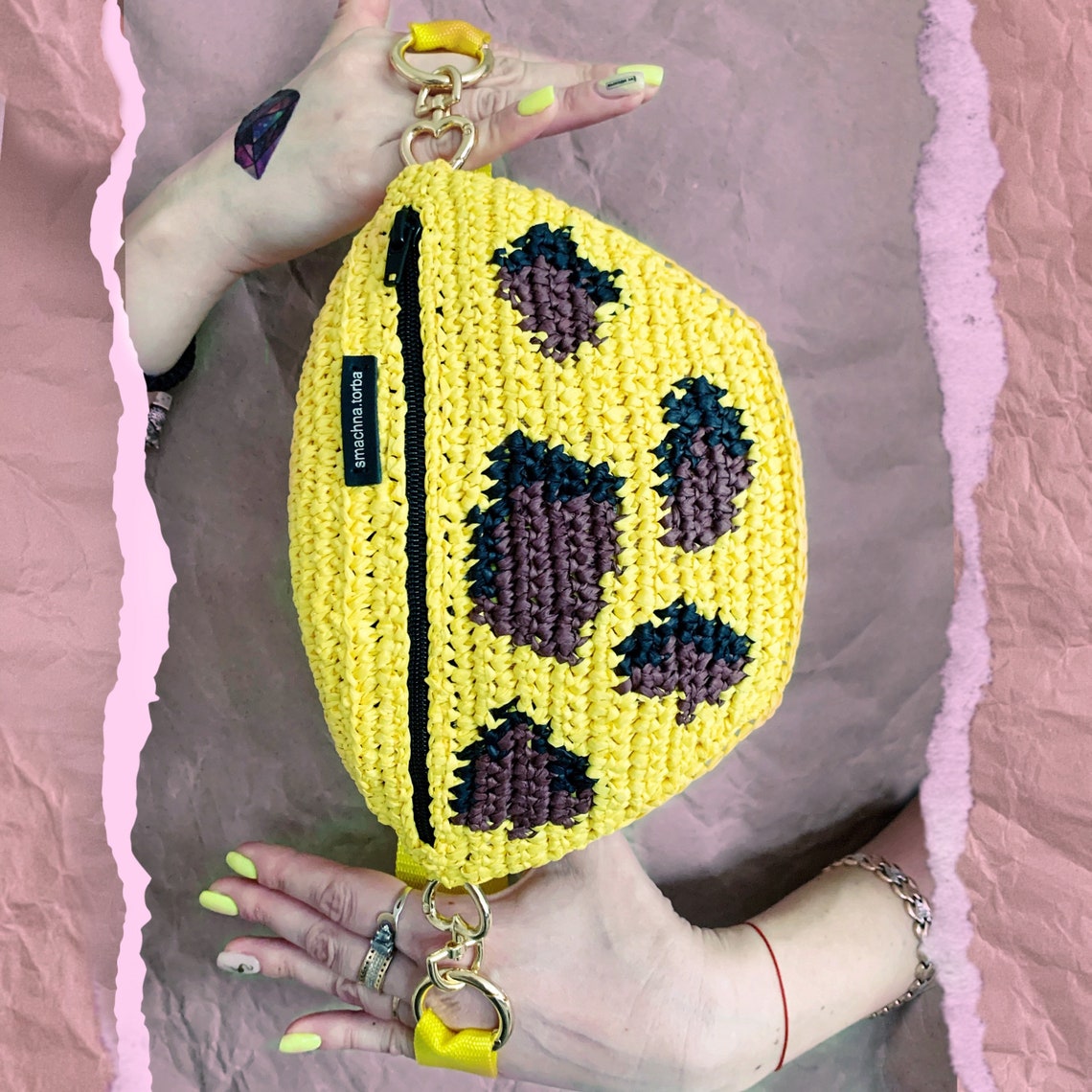 Yellow Fanny Pack With Animal Print Belt Bag Crochet Bag - Etsy