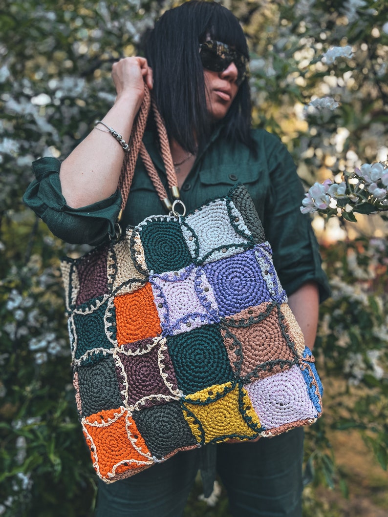 Crochet Pattern Big Bag With Raffia PDF Digital Instant - Etsy