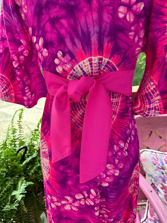 60's PURPLE BARKCLOTH MUMU/Ui-Maikai Floral Dress/60'… - Gem