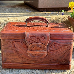 STUNNING 50's TRAIN Case/tooled Leather Suitcases/50's Suitcases/50's ...