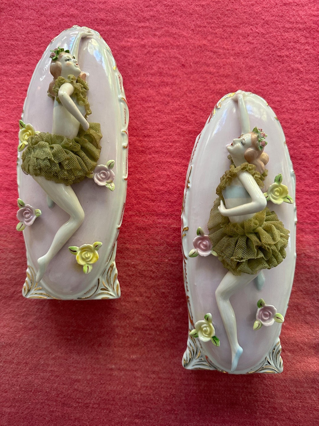RARE DRESDEN Style Wall Pockets/50's Home Decor/wall Pockets/vintage ...