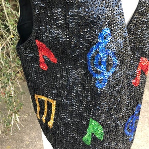 RARE 80's Sequined Vest/80's Vests/decorated Vests/musical Notes Vest ...