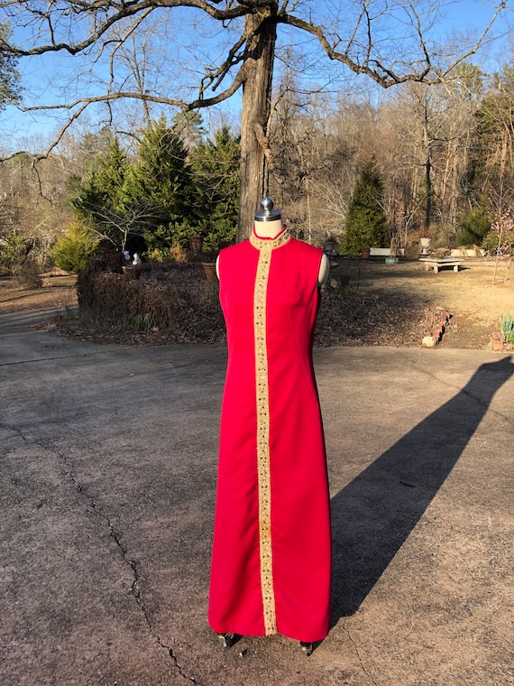 PRETTY 70's CRANBERRY GOWN/70's Dresses/Vintage Gowns… - Gem
