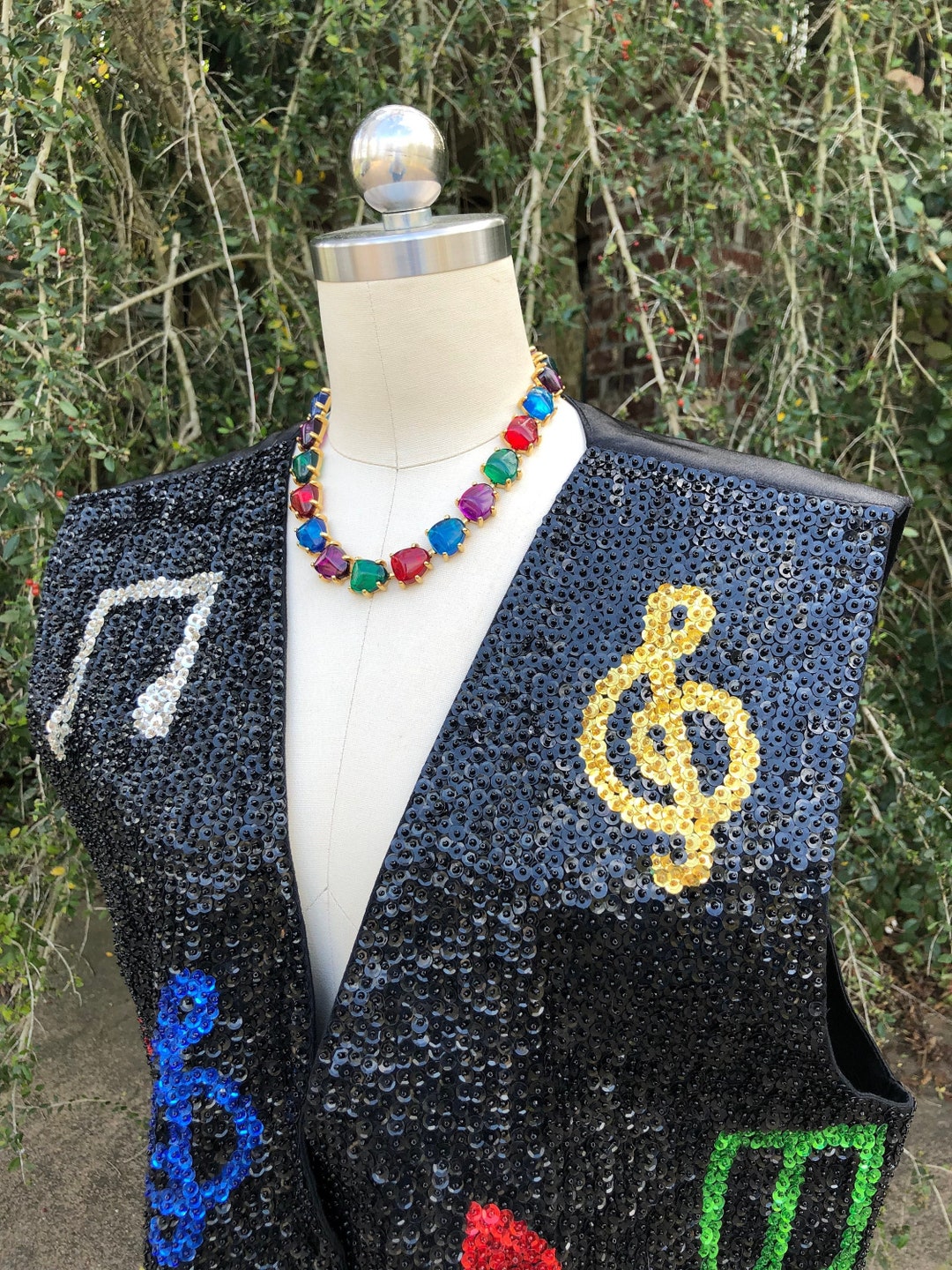 RARE 80's Sequined Vest/80's Vests/decorated Vests/musical Notes Vest ...
