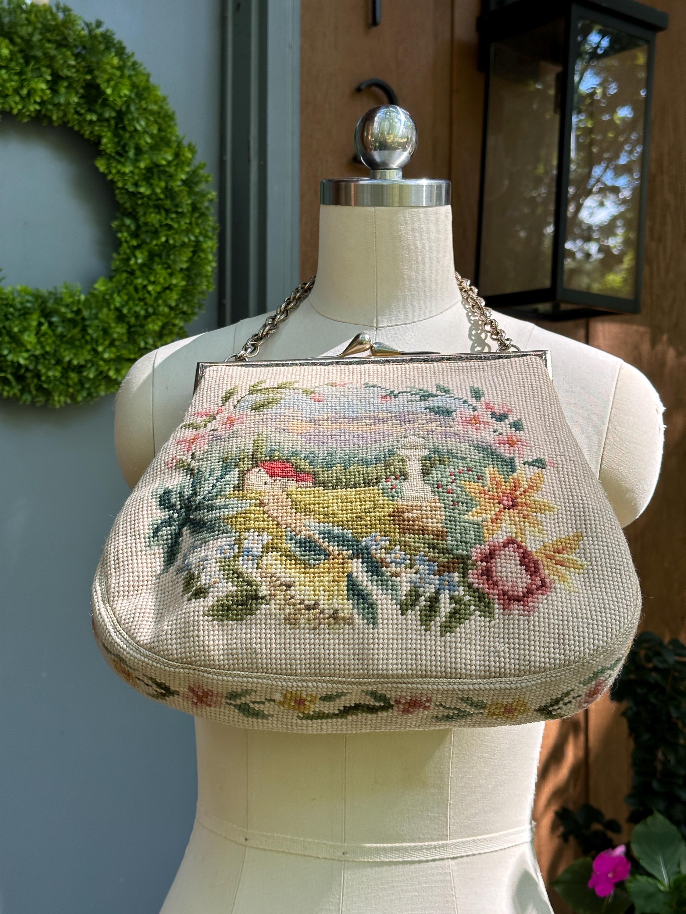 GORGEOUS 60's NEEDLEPOINT Handbag/christine Purses/60's Needlepoint ...
