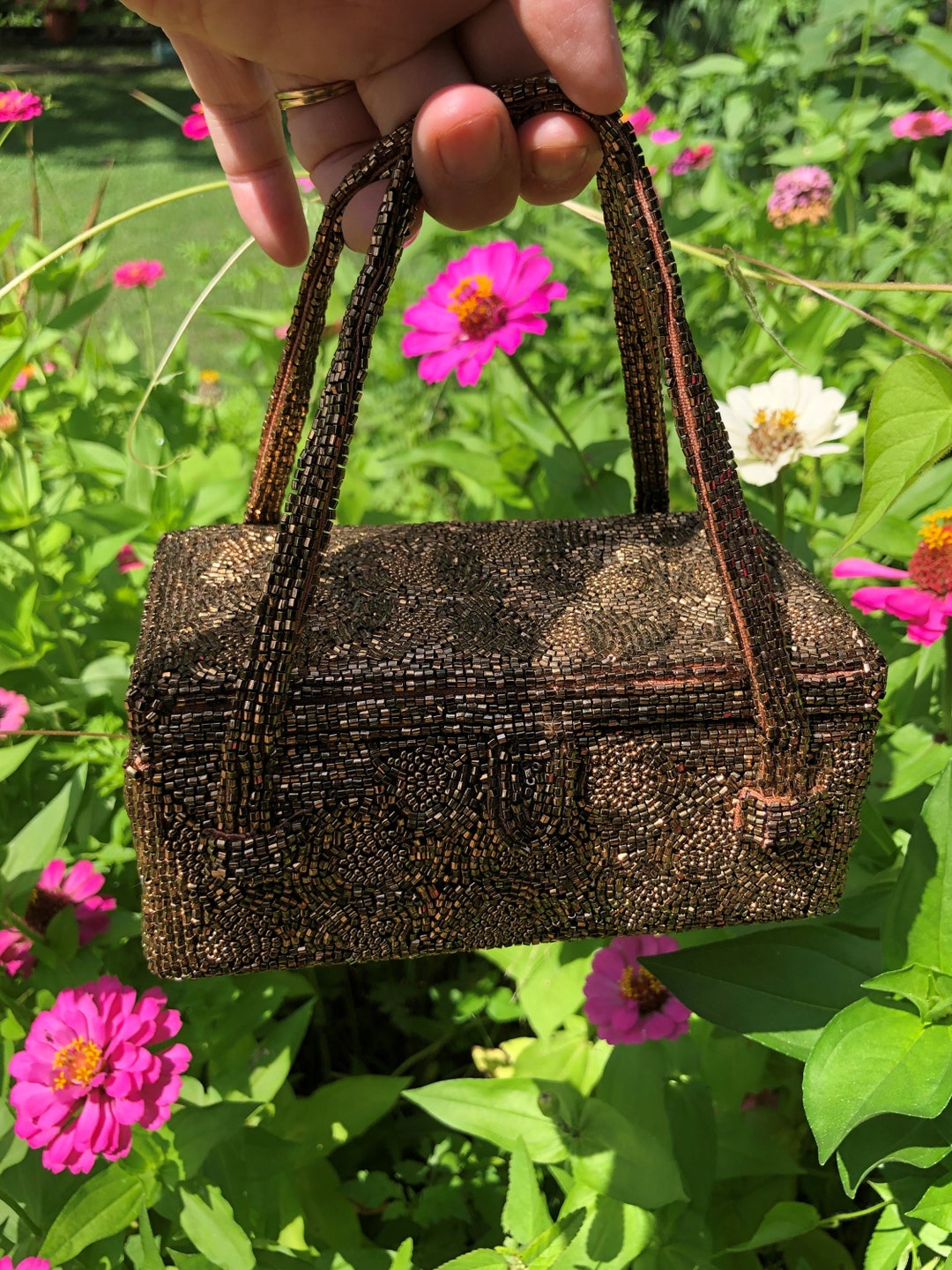 RARE 60's COPPER Beaded Handbag/60's Handbags/60's Purses/walborg ...