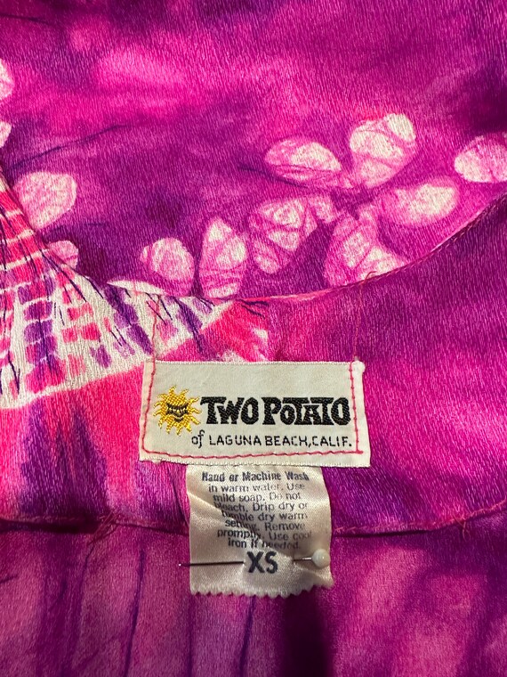 60's PURPLE BARKCLOTH MUMU/Ui-Maikai Floral Dress/60'… - Gem