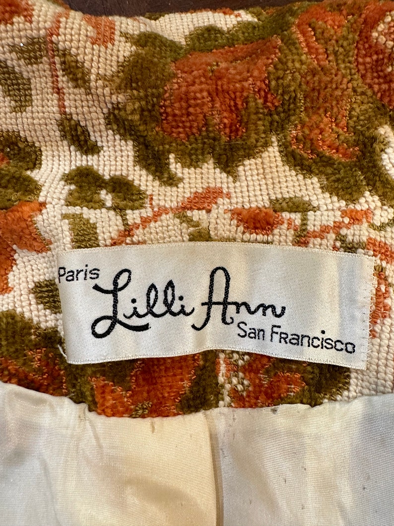 RARE 70's LILLI ANN Tapestry Coat/lilli Ann/tapestry Coat/floral Coats ...