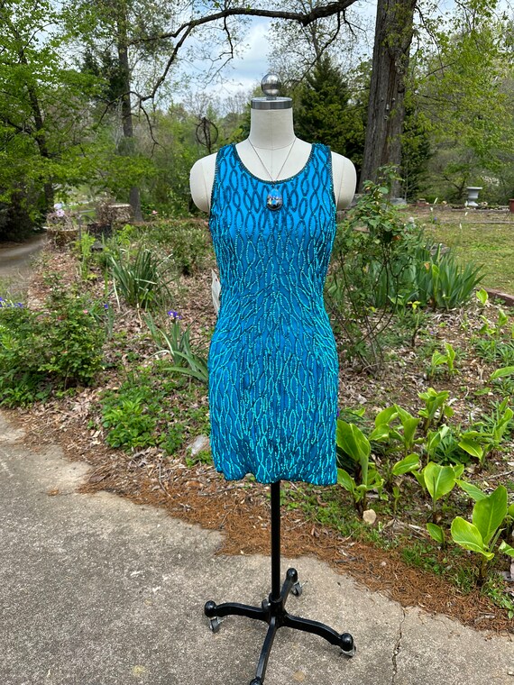 BEAUTIFUL 80's SEQUIN DRESS/Sequin Dresses/Beaded Dre… - Gem