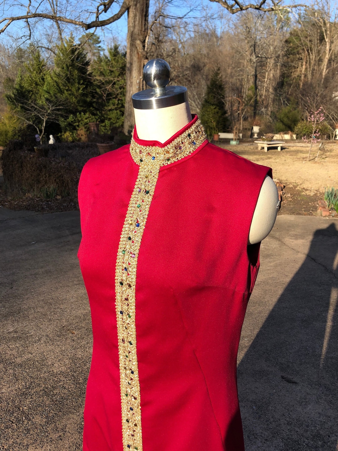 PRETTY 70's CRANBERRY Gown/70's Dresses/vintage Gowns/sleeveless Gowns ...