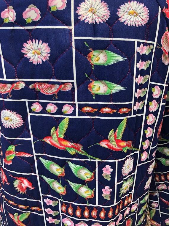 PRETTY 70's BIRD QUILTED Robe/70's Robes/70's Houseco… - Gem