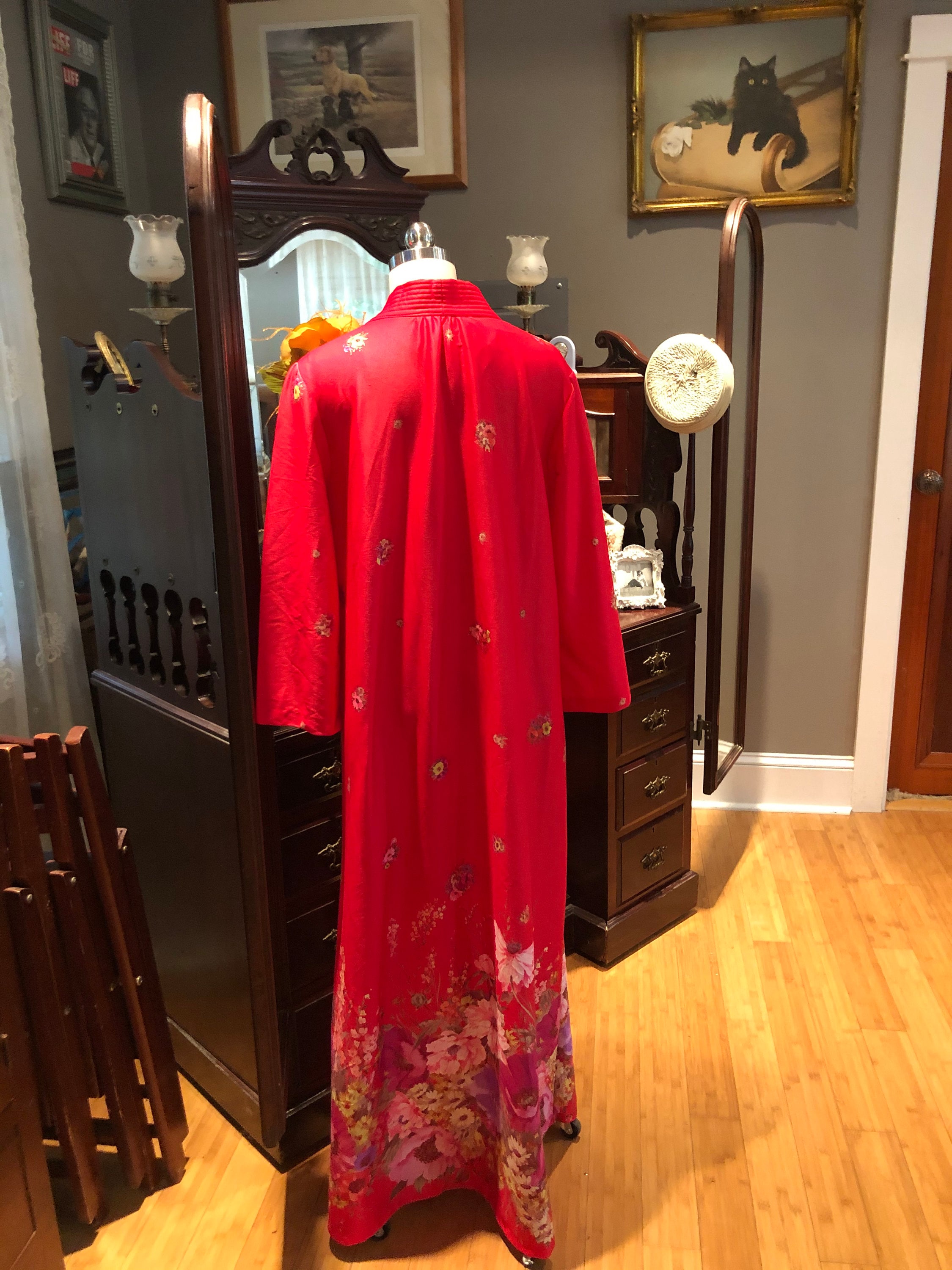 80's Red FLORAL Mumu/70's Red Mumu/vintage 80's - Etsy