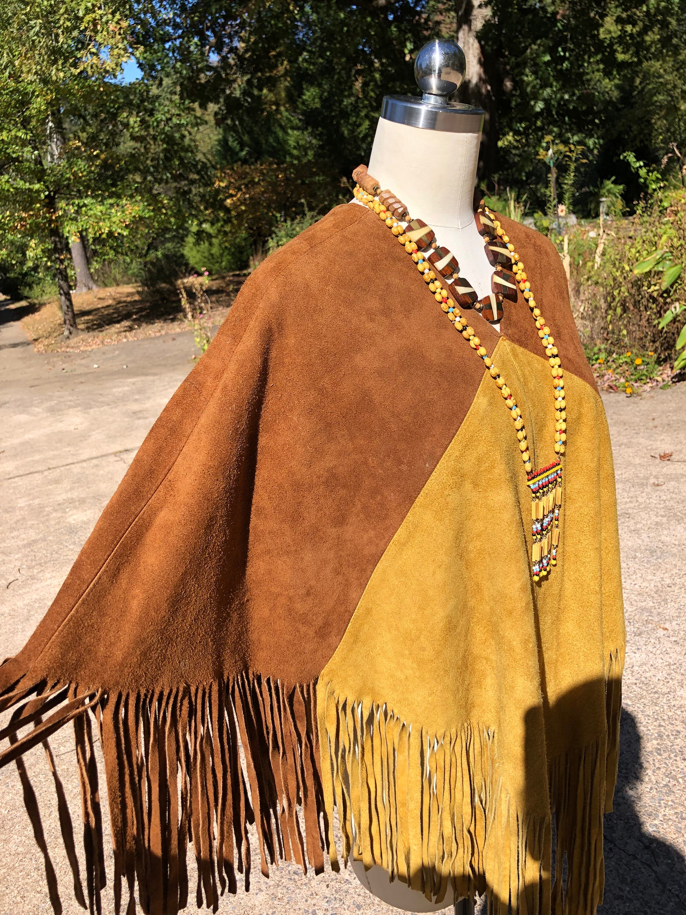 RARE HIPPIE 70's Poncho/70's Poncho/suede - Etsy