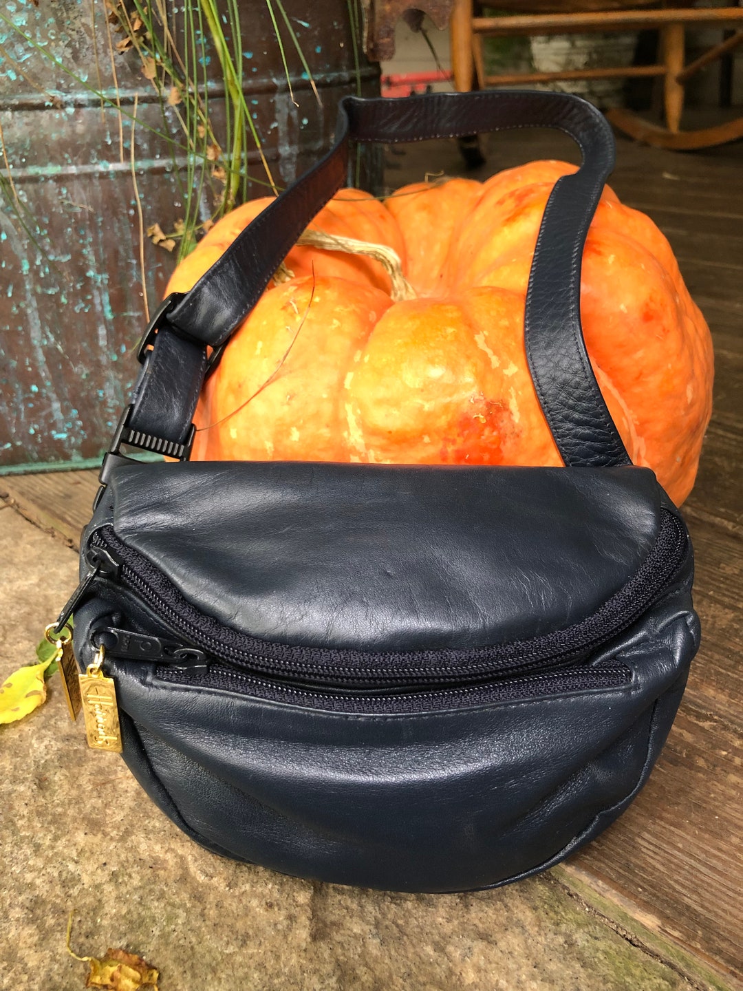 80's HARRODS FANNY Pack/leather Fanny Packs/designer Fanny Packs/navy ...