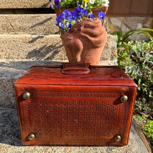 STUNNING 50's TRAIN Case/tooled Leather Suitcases/50's Suitcases/50's ...