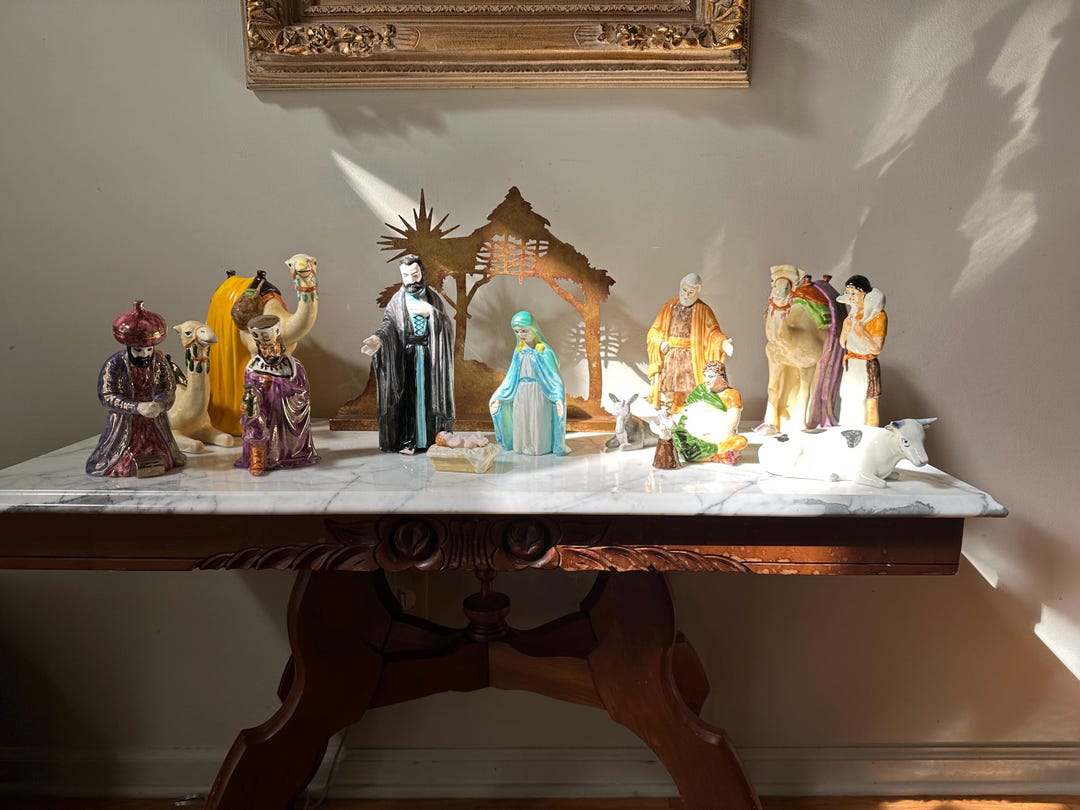 RARE NATIVITY Scene/70s Handmade Nativity/manger Scene/fourteen Piece ...