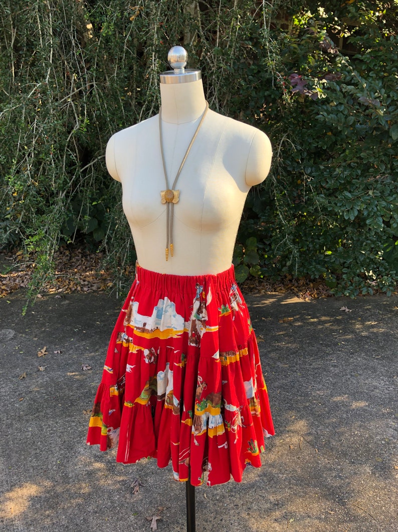 RARE 80's Short WESTERN Skirt With Bolo Tie/80s Rodeo - Etsy