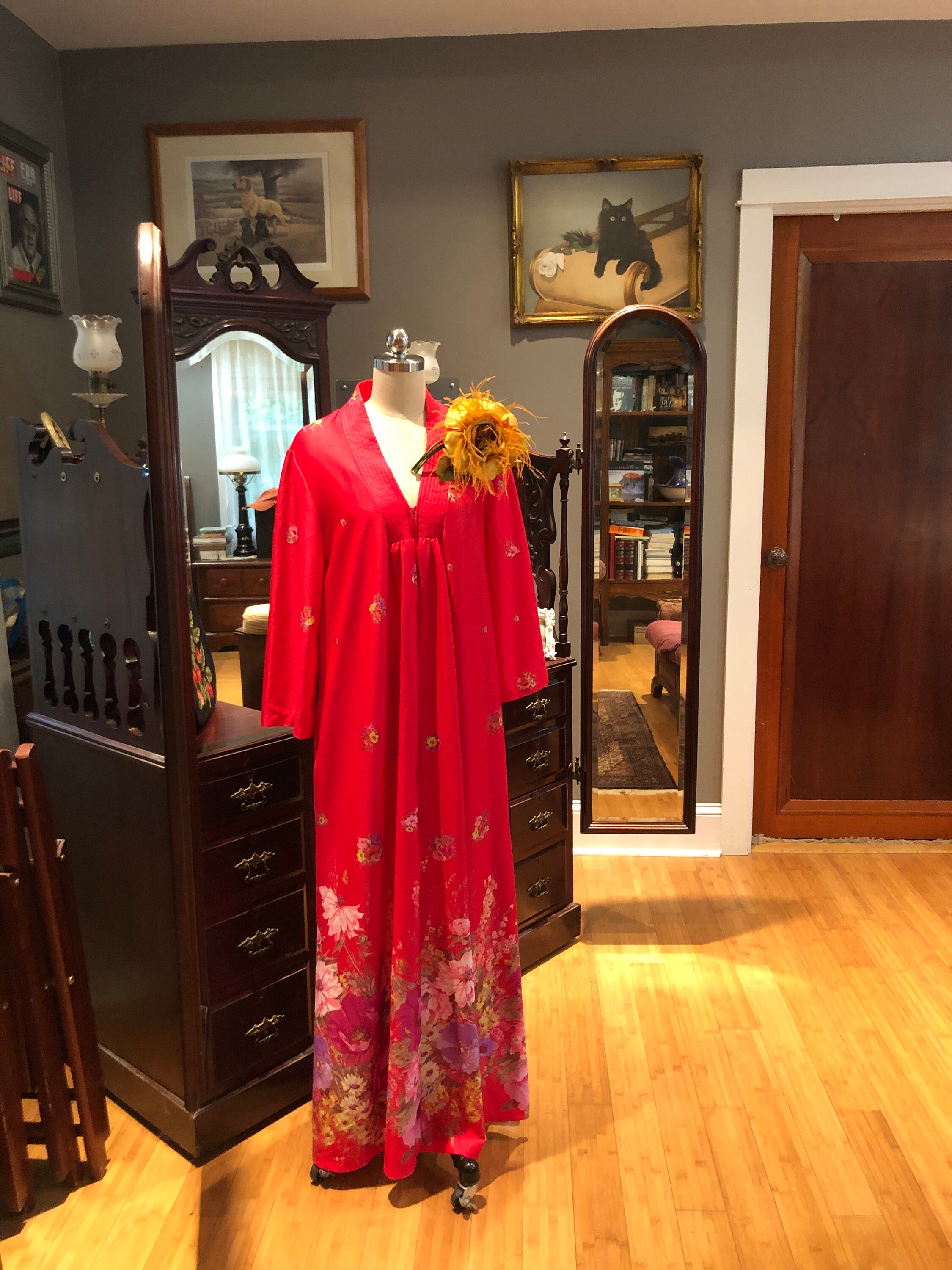 80's Red FLORAL Mumu/70's Red Mumu/vintage 80's - Etsy