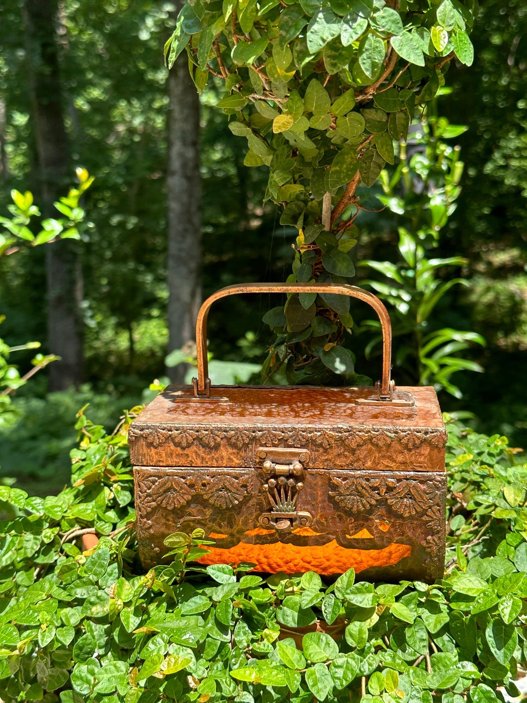 RARE WALBORG Amber Lucite and Copper Handbag/lucite Handbags/lucite ...
