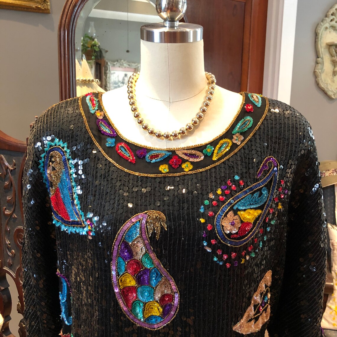 80s Sequin Topsplus Size Beaded Tops80s Beaded Etsy