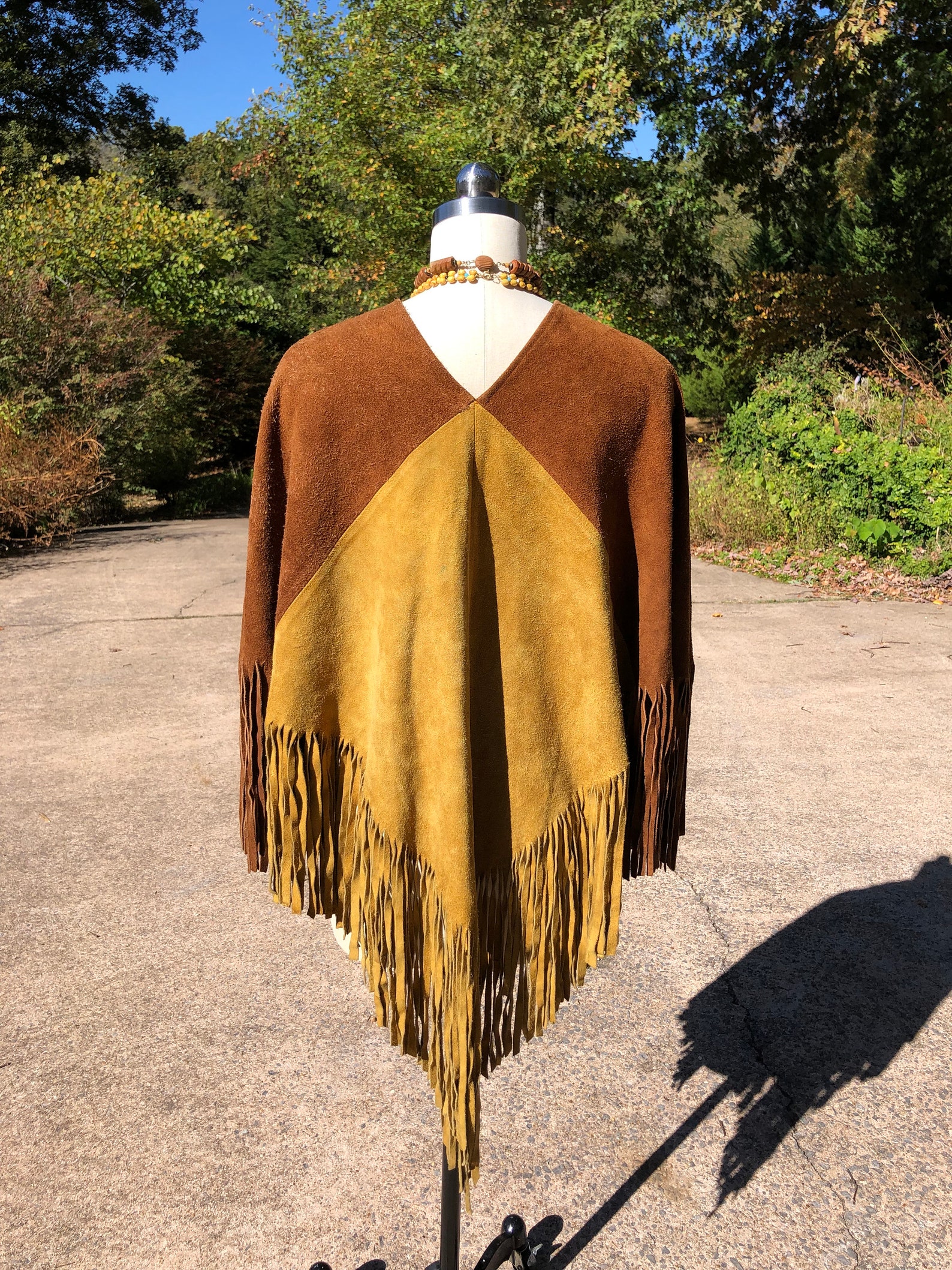 RARE HIPPIE 70's Poncho/70's Poncho/suede - Etsy