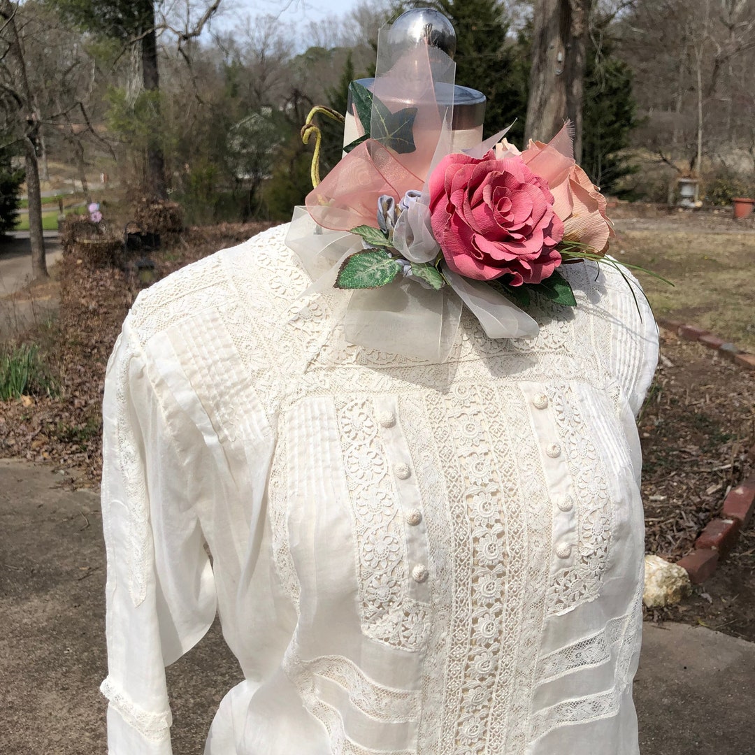 RARE EDWARDIAN Blouse/white Cotton Blouses/edwardian Blouses/antique ...