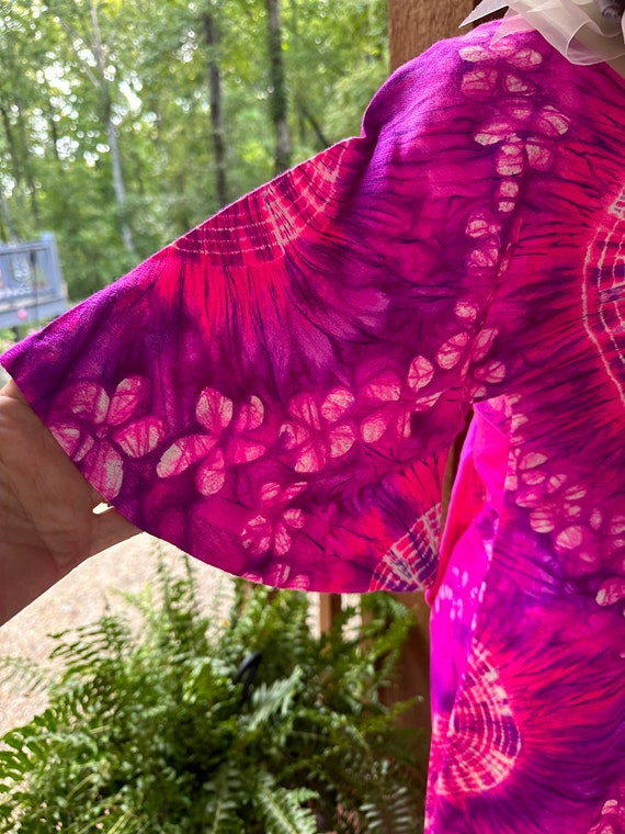 60's PURPLE BARKCLOTH MUMU/Ui-Maikai Floral Dress/60'… - Gem