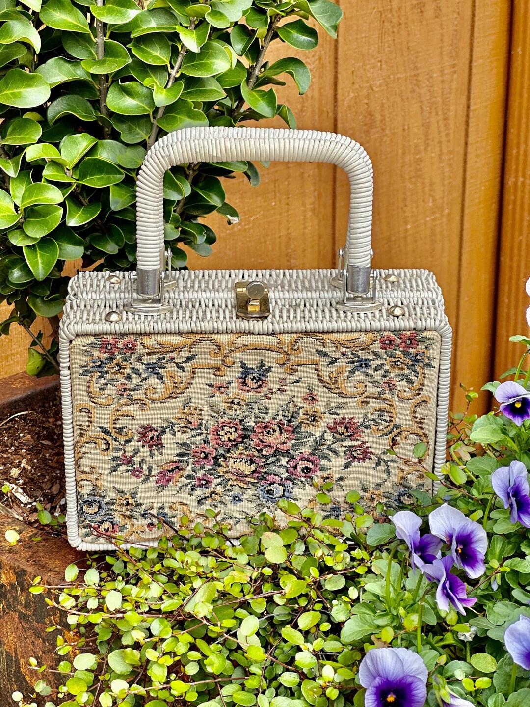 60's MAGID WICKER Purse/wicker Purses/tapestry Purses/60's Handbag/60's ...