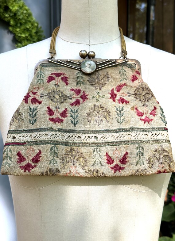 RARE ART NOUVEAU Handbag/1900's Bags/Antique Woven Pu… - Gem