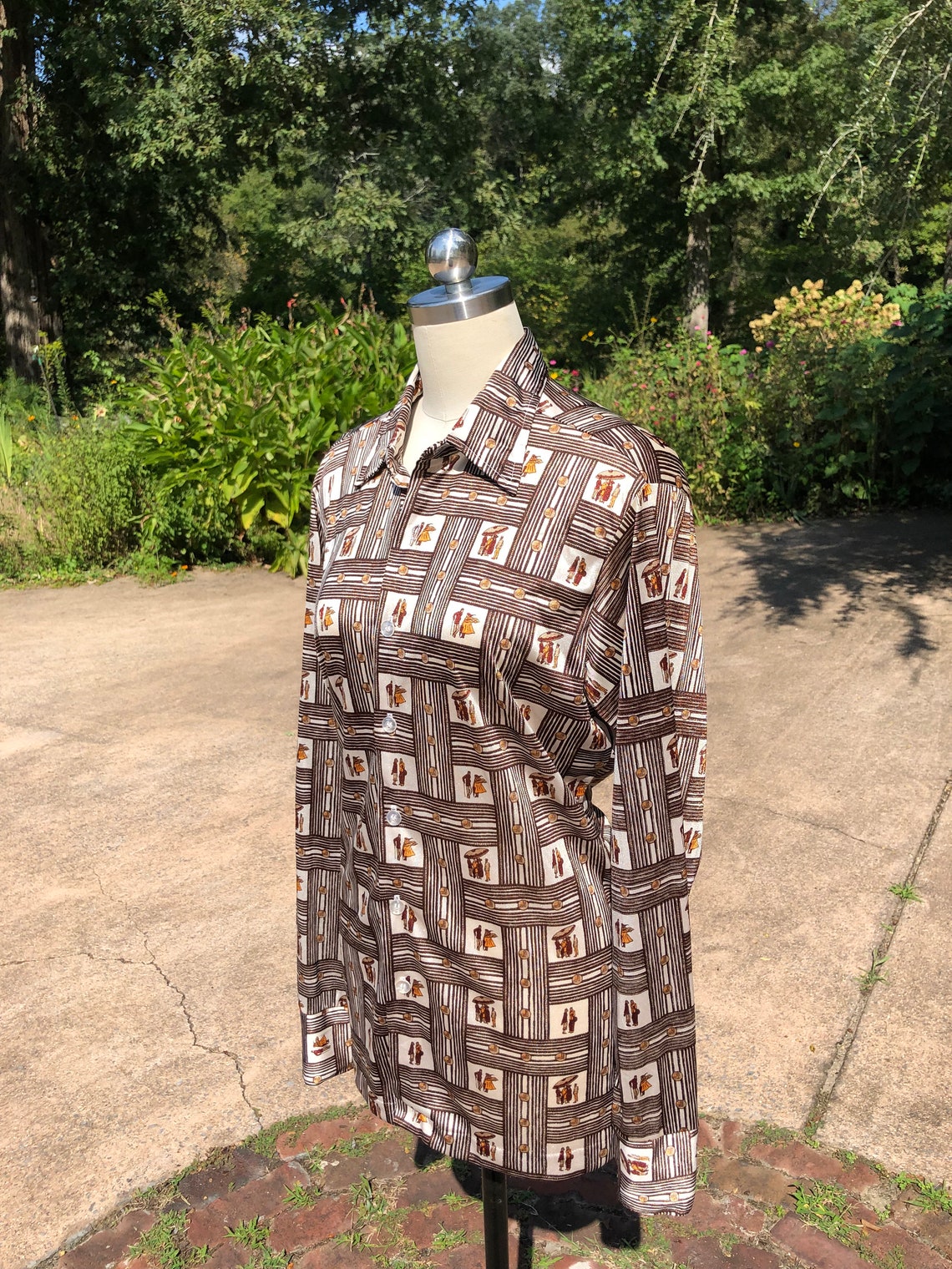 RARE GROOVY 70's UNISEX Shirt/70's Poly Shirt/70's Pointy Collar Shirt ...