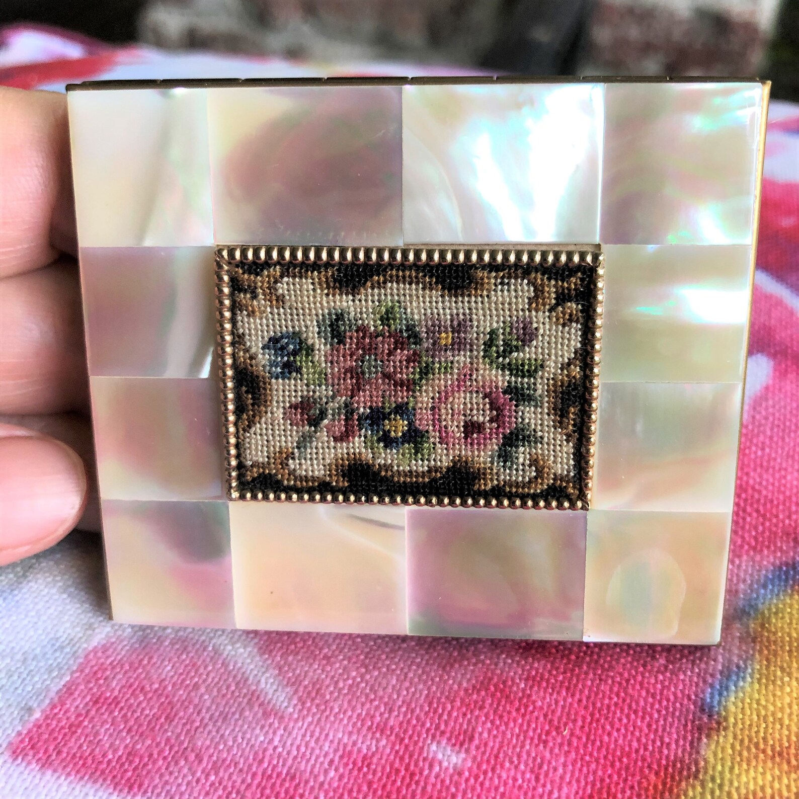 1930's Petit Point Mother of Pearl Compact/schildkraut | Etsy