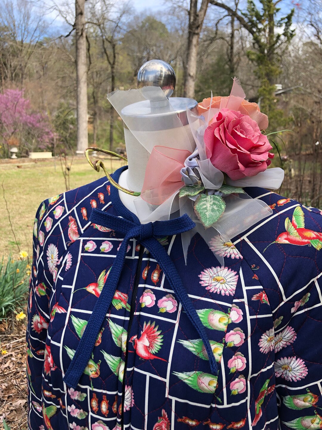 PRETTY 70's BIRD QUILTED Robe/70's Robes/70's Housecoats/vintage Robes ...