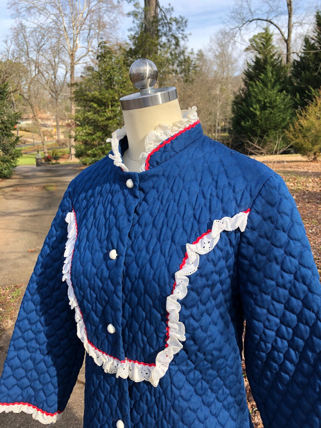 60's QUILTED Robes/sears at Home Wear/60's Robes/navy Robes/vintage ...