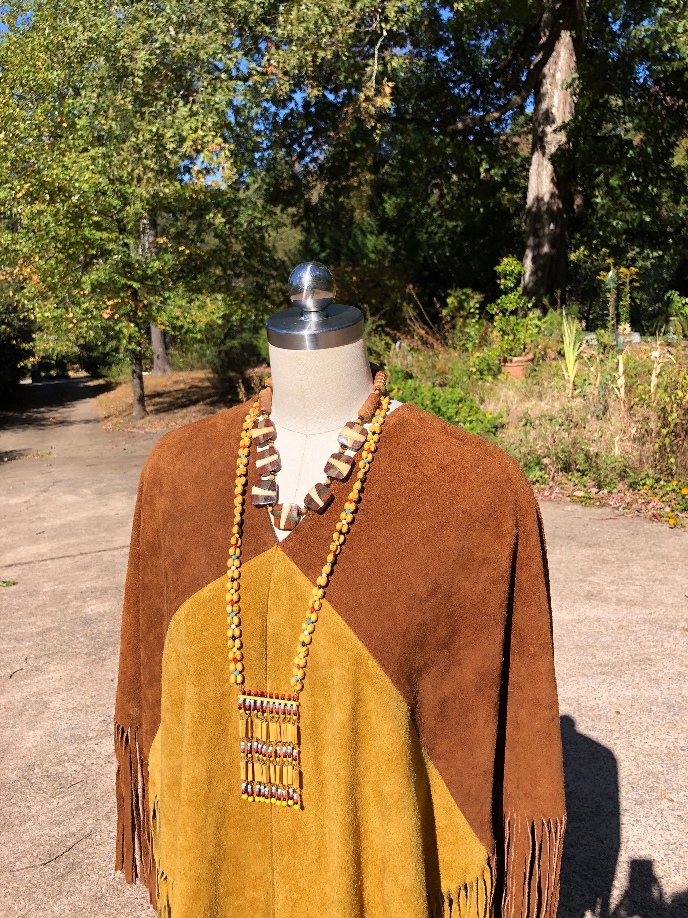 RARE HIPPIE 70's Poncho/70's Poncho/suede - Etsy