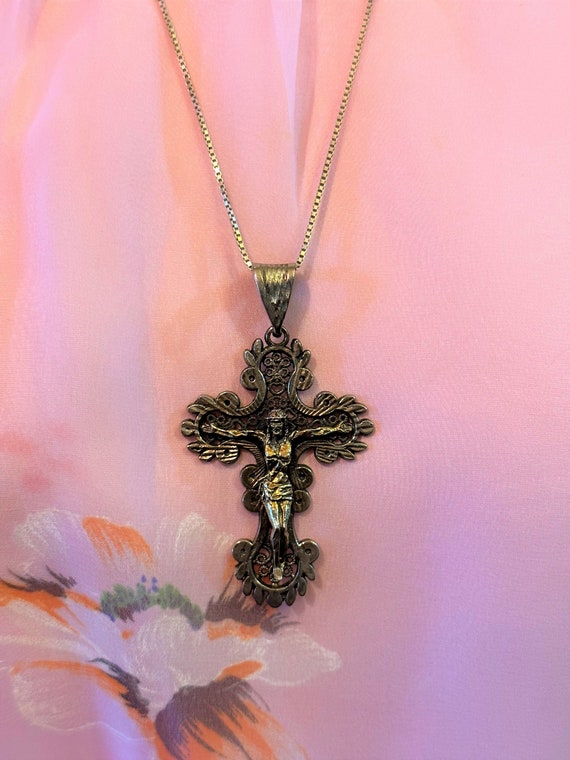 Crucifix Cross 1970s Vintage Belt Buckle - Gem